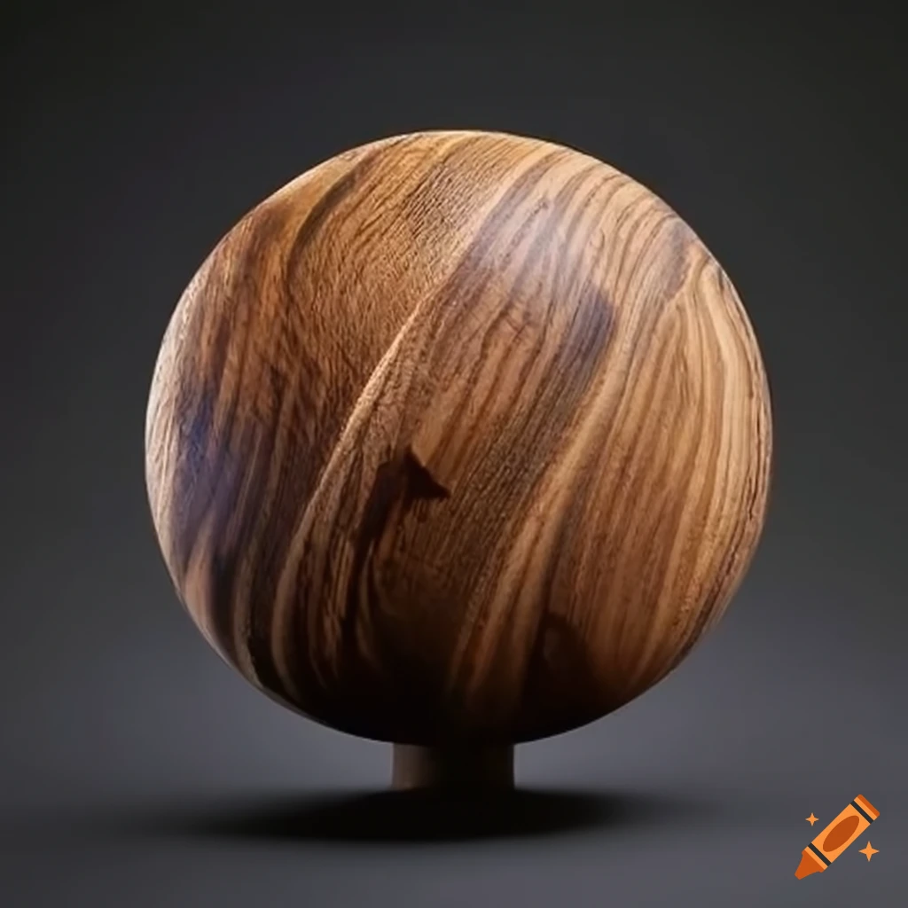 Wooden sculpture of a perfectly spherical ball