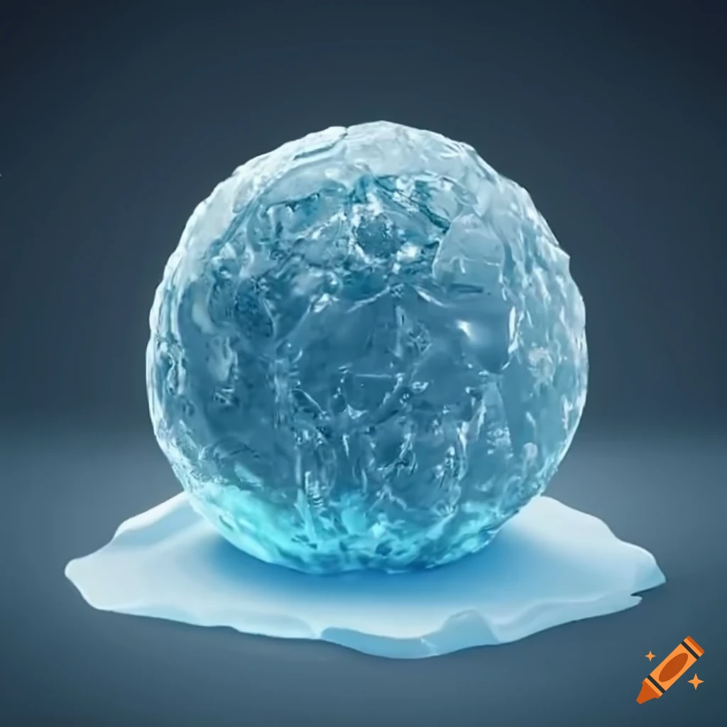 Stylized spherical ball made of rough ice on Craiyon