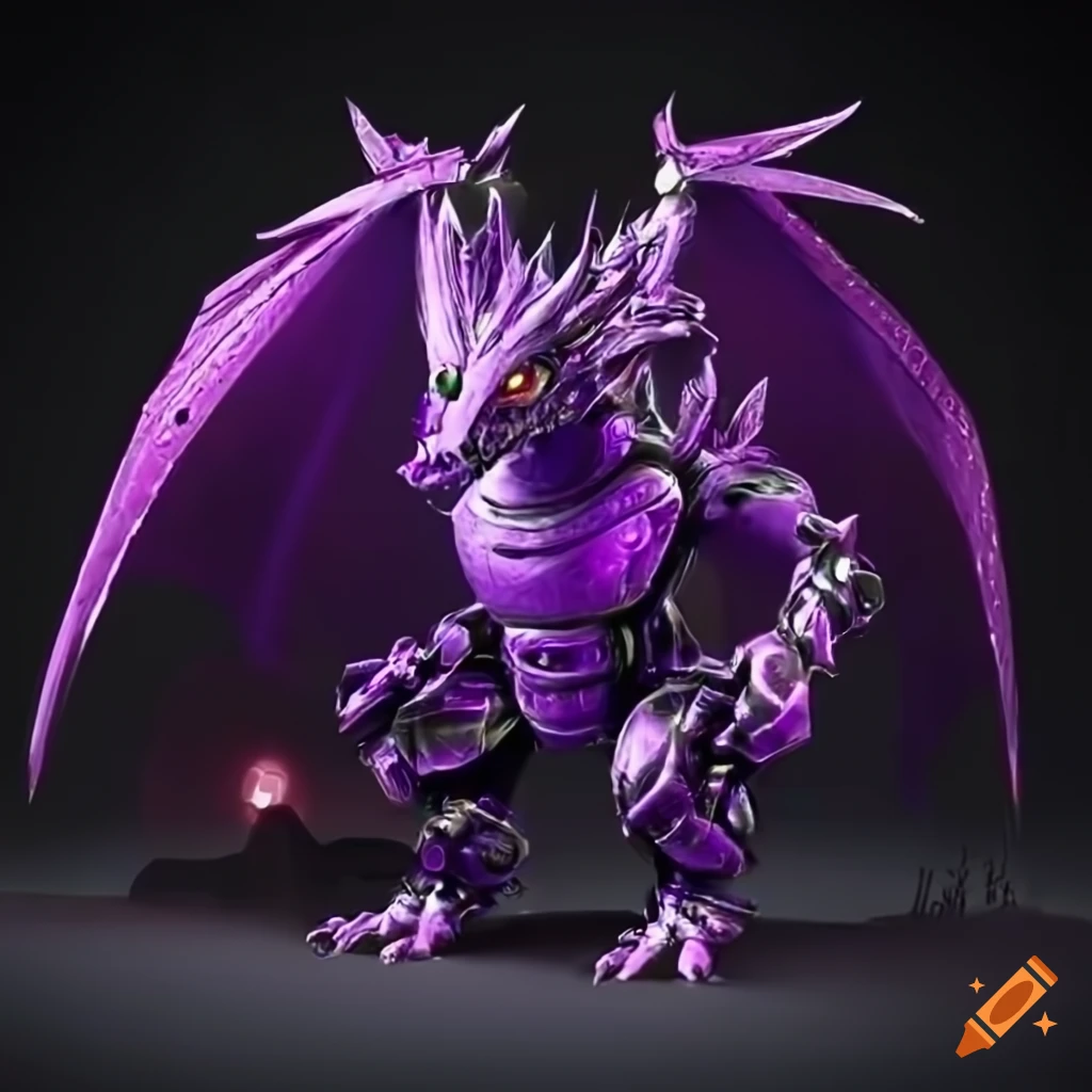 Purple dragon robot on Craiyon