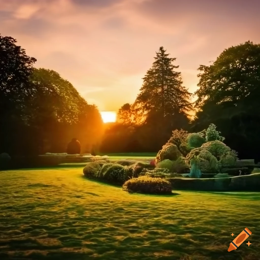 Sunset over knighton park gardens in leicester, england