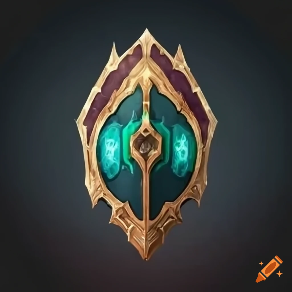 Symmetrical legendary shield illustration