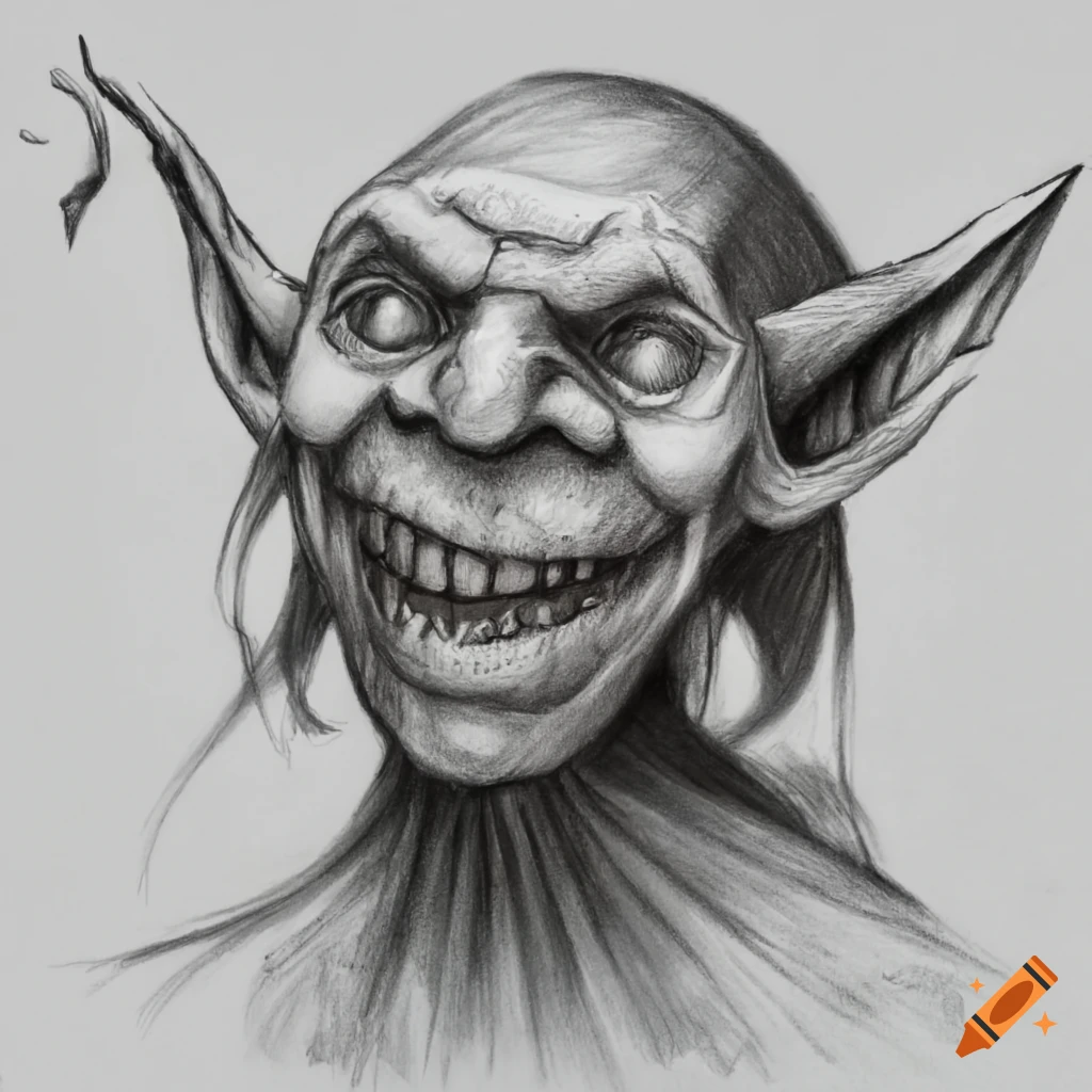 Pencil drawing of a goblin sorcerer on Craiyon