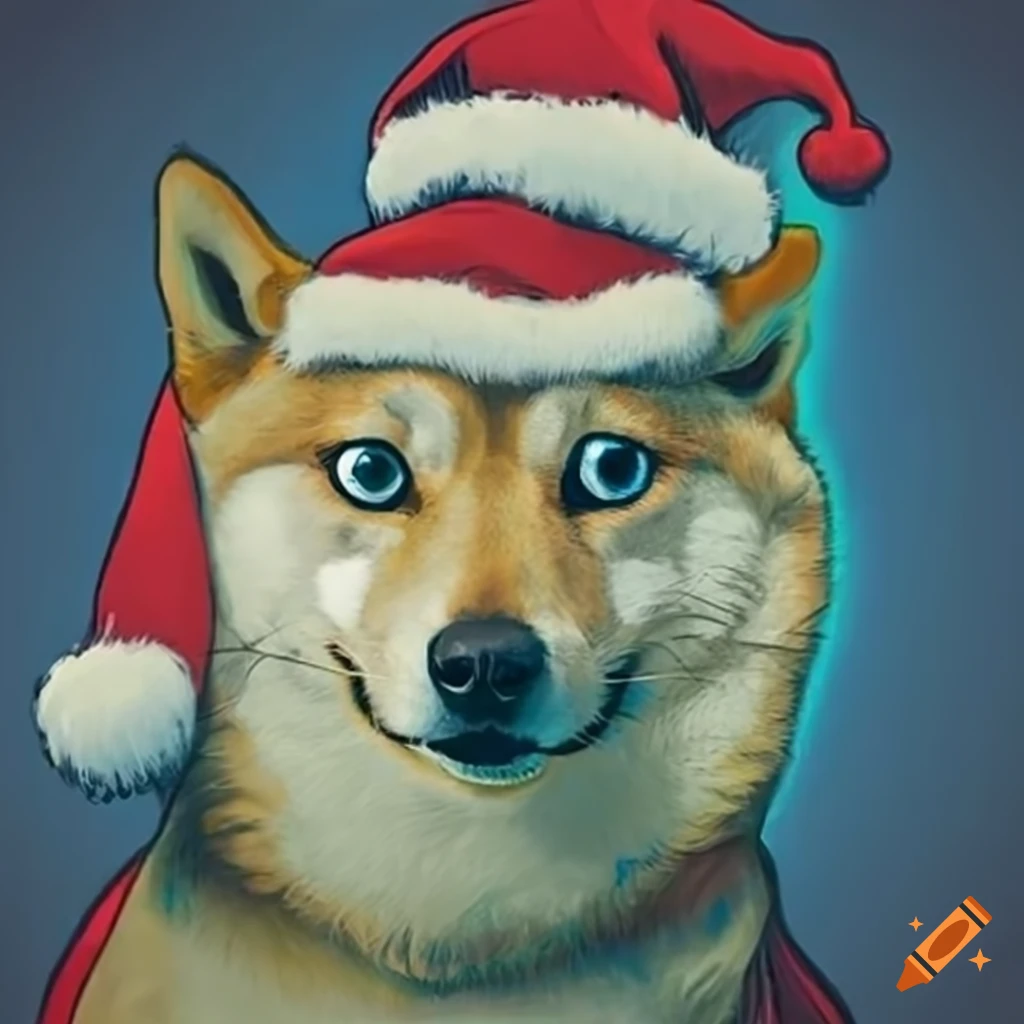 Doge dressed as santa claus