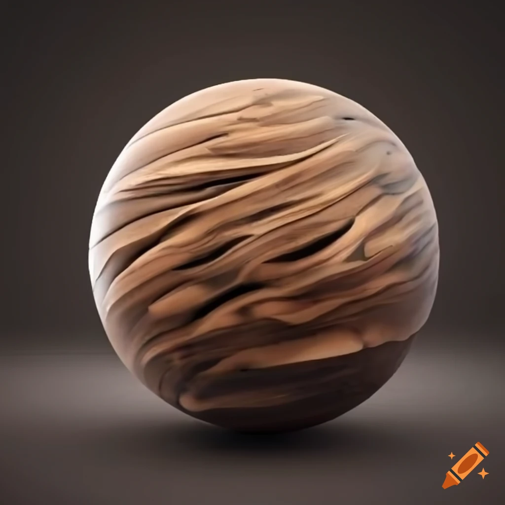 Abstract artwork of a rough wooden ball