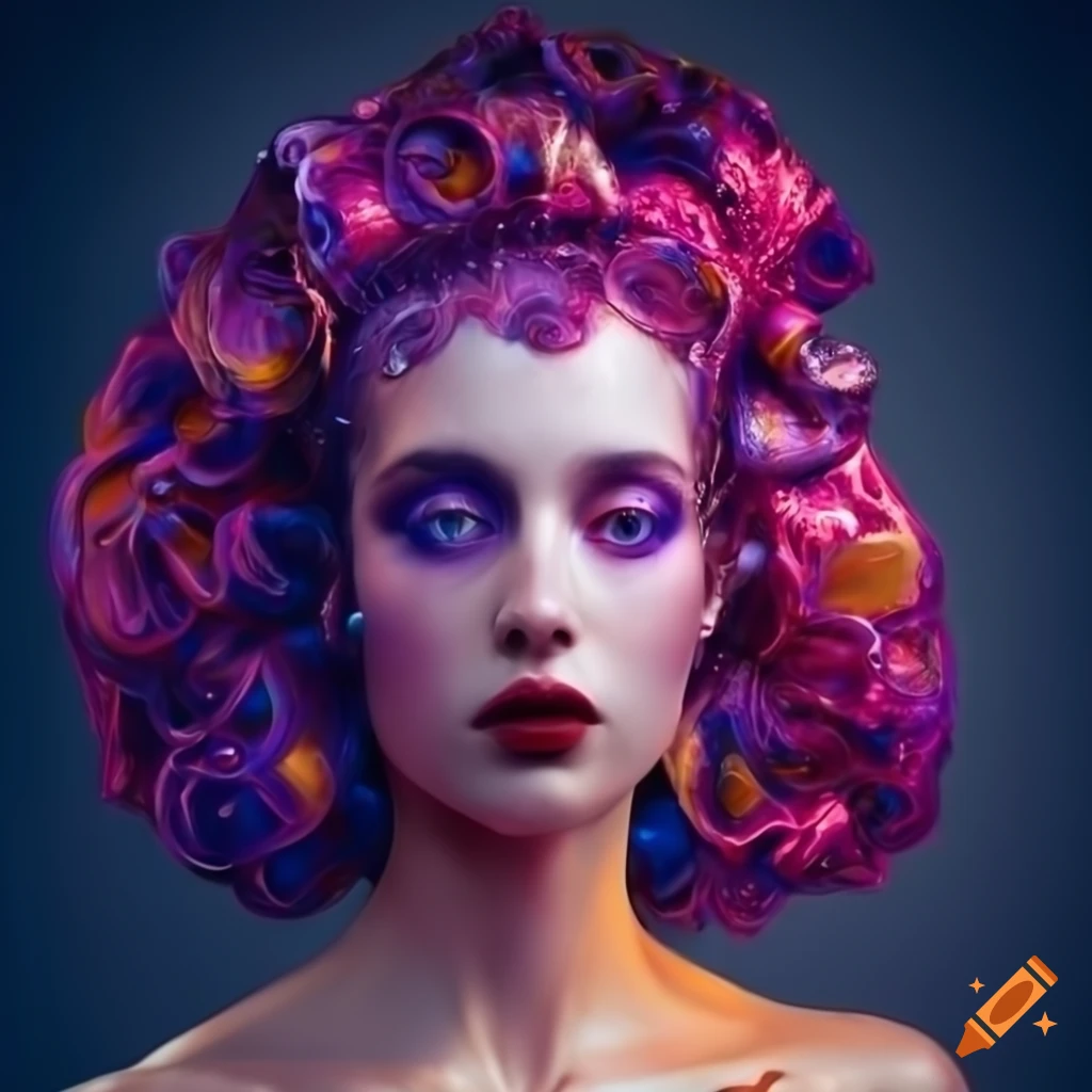 Sculpted female portrait in stylish science fiction clothes on Craiyon