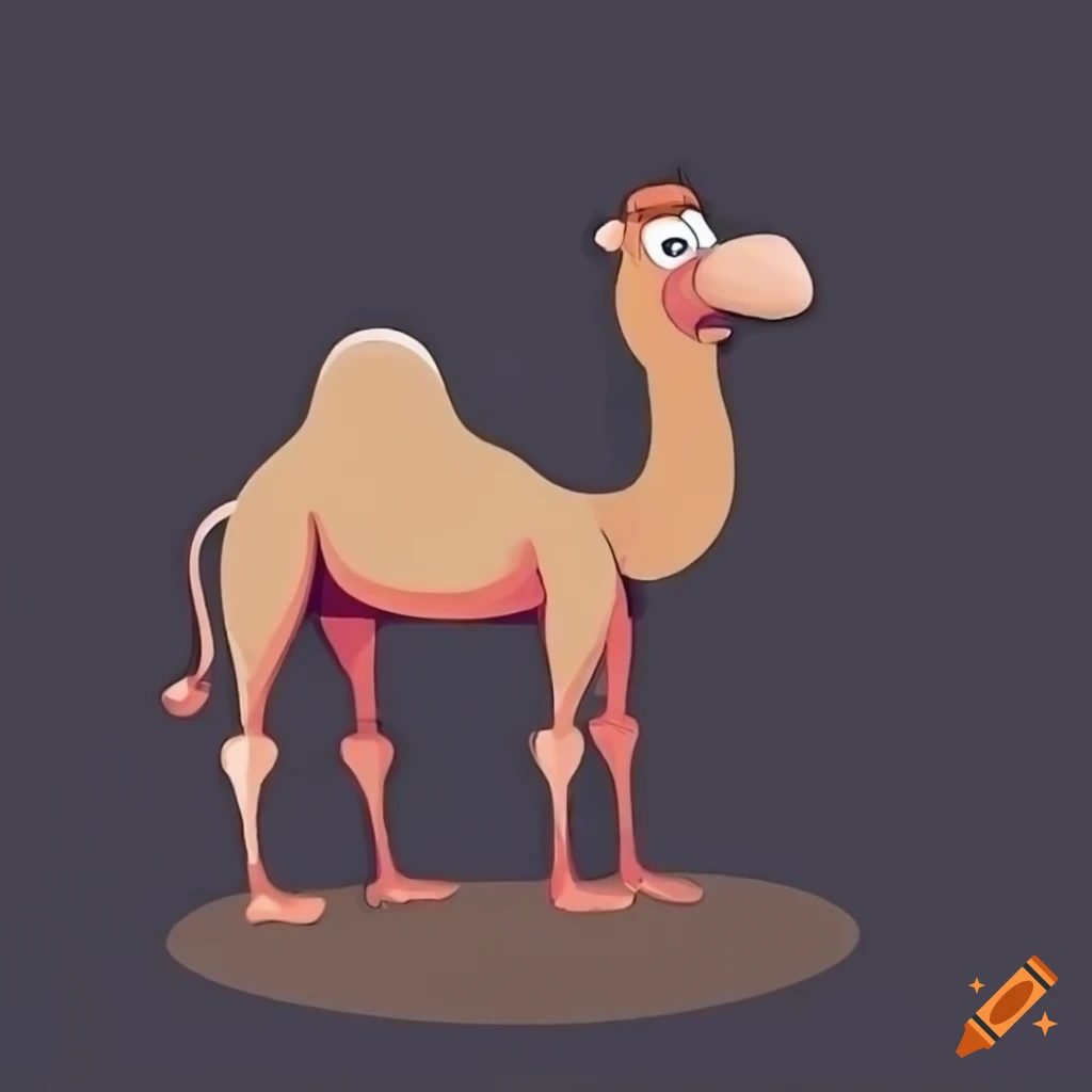 Cartoon of a worried flying camel