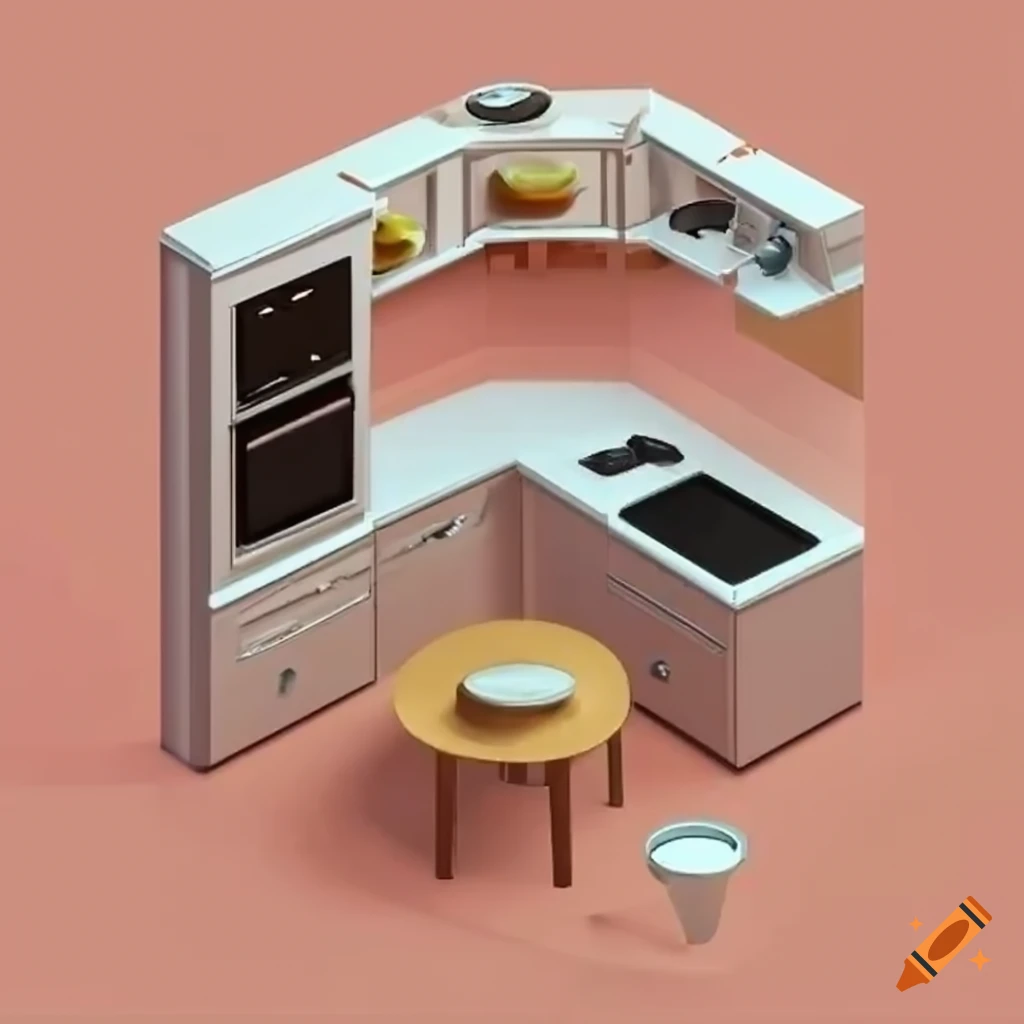 Isometric 3d kitchen design