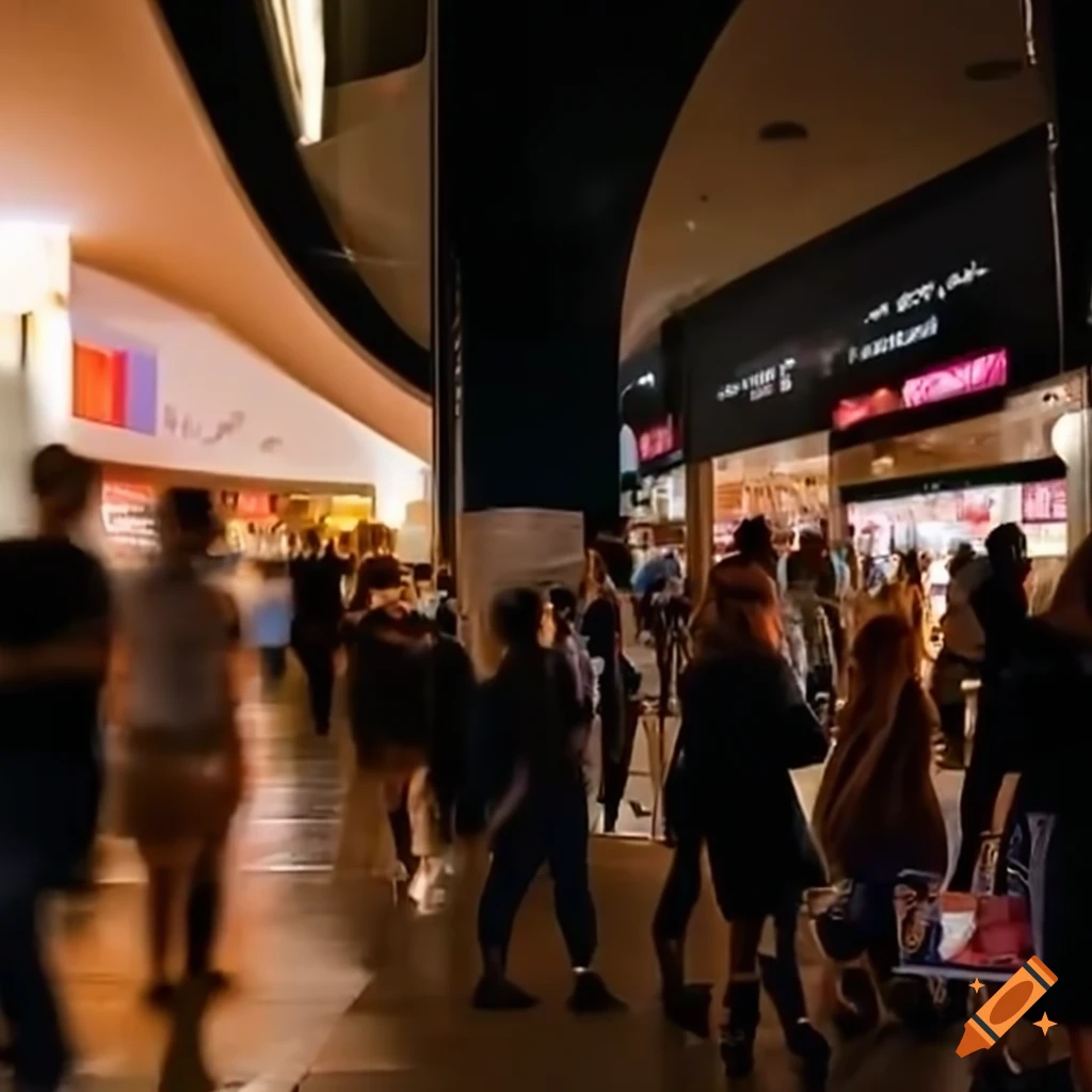 People gathering in a shopping mall for a reaction