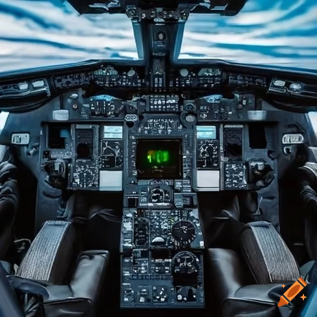 Cockpit of an airplane on Craiyon