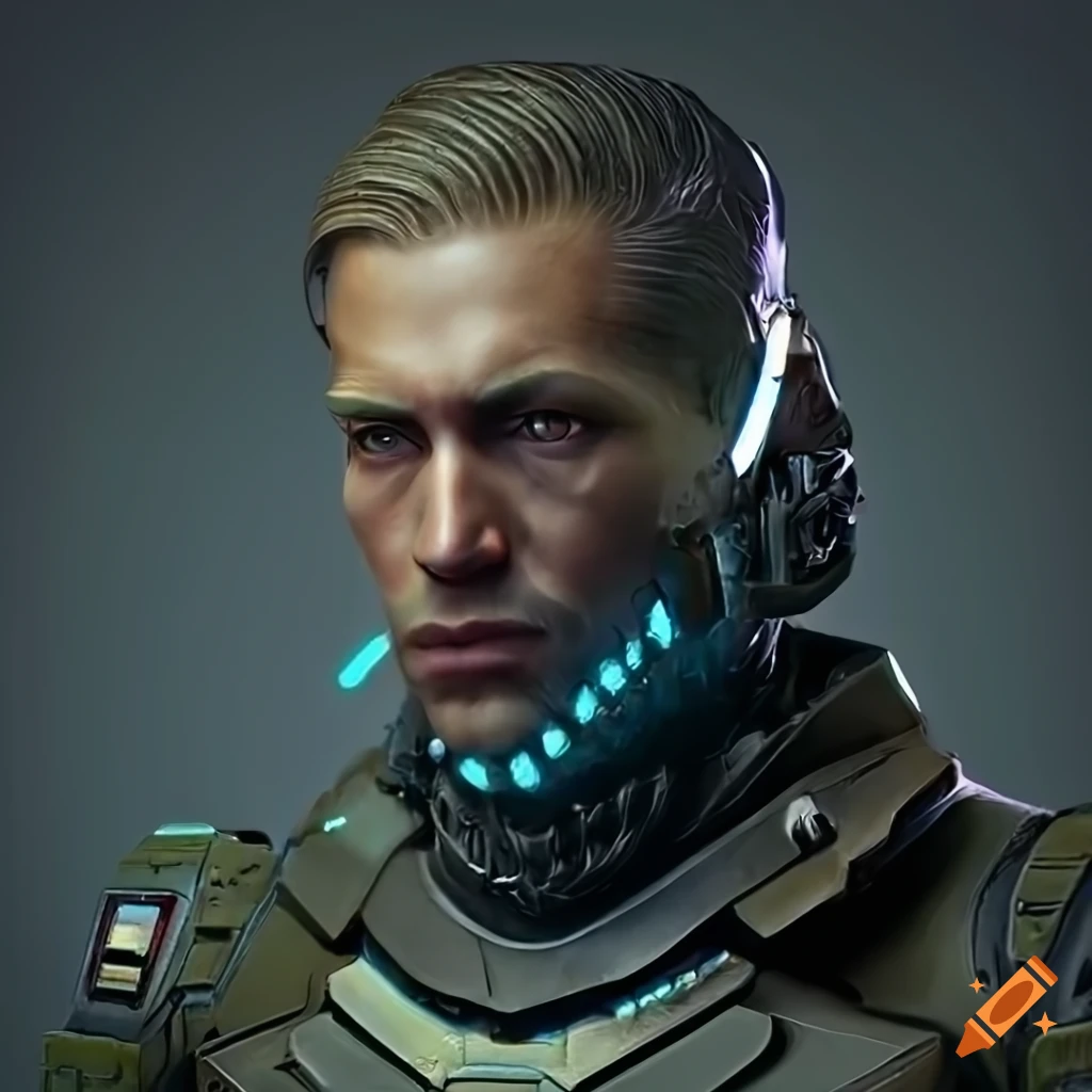 Sculpted portrait of a futuristic military soldier on Craiyon