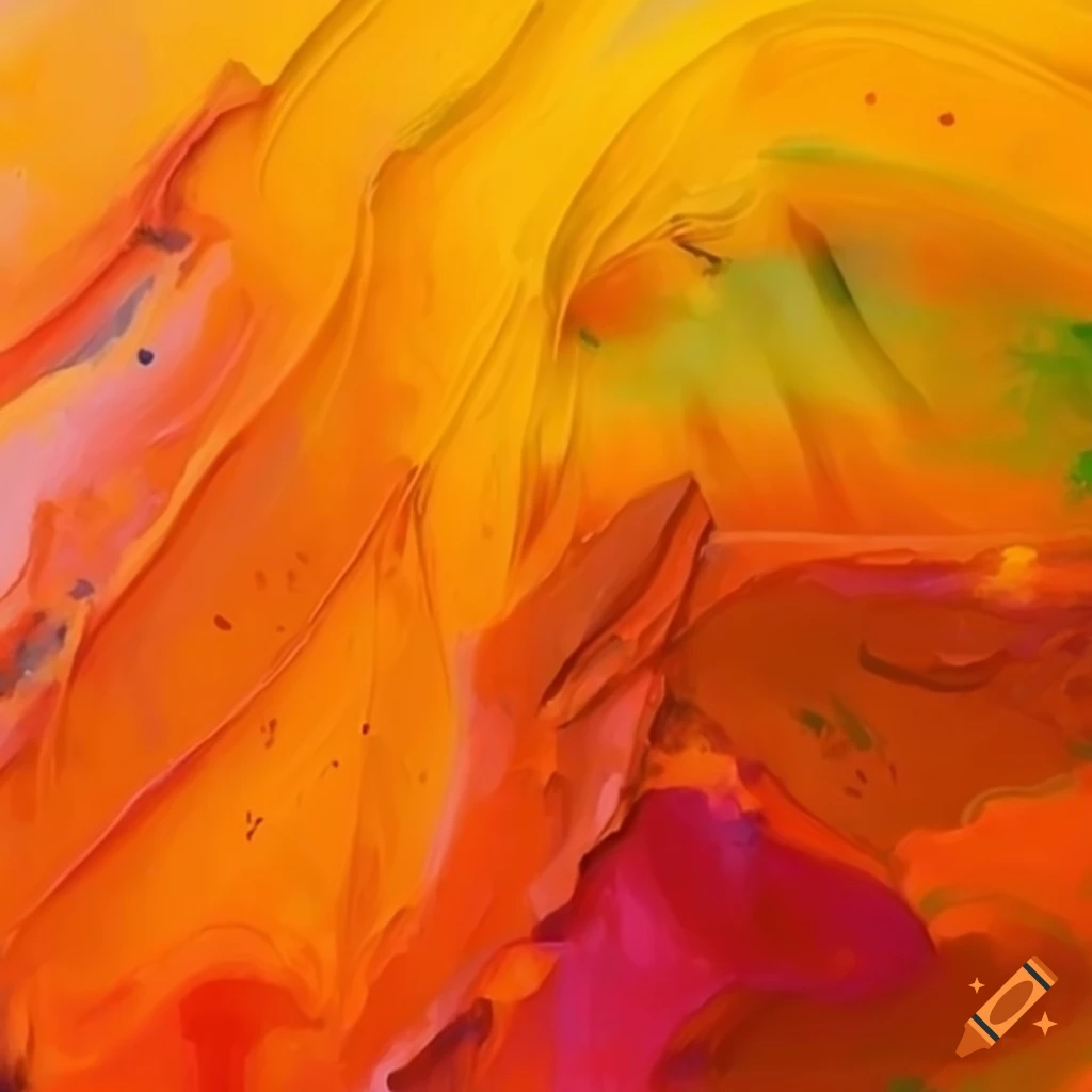 Abstract oil painting with autumn color strokes