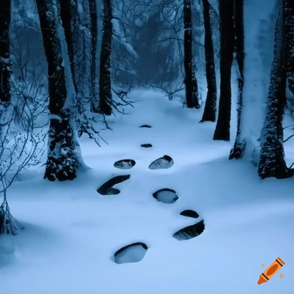 Celtic themed footsteps in the snow