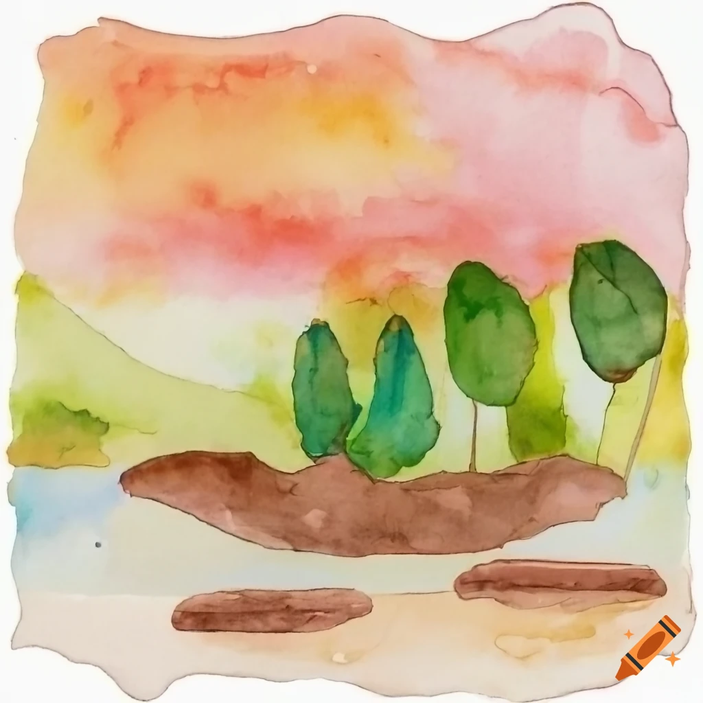 Grade 5 painting of plants and landscapes in coffee color on Craiyon