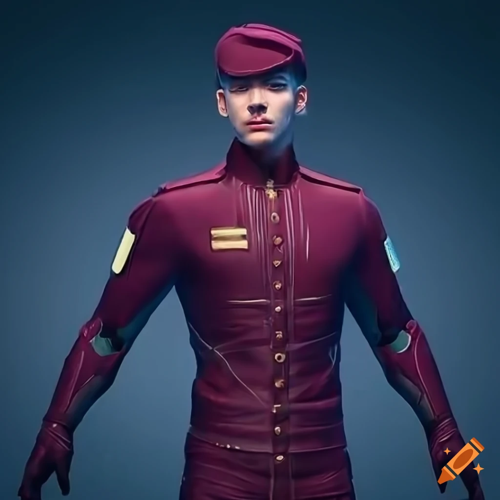 Ultra HD sculpture of a male soldier in futuristic military uniform on Craiyon