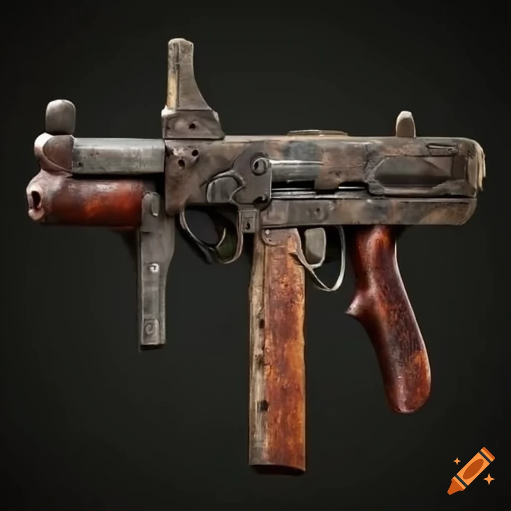 Image of a rough and worn-out submachine gun on Craiyon