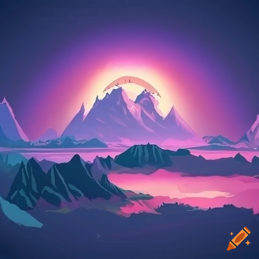 Scenic view of fantasy mountains on Craiyon