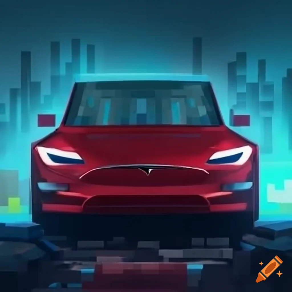 Minecraft-themed tesla car on Craiyon