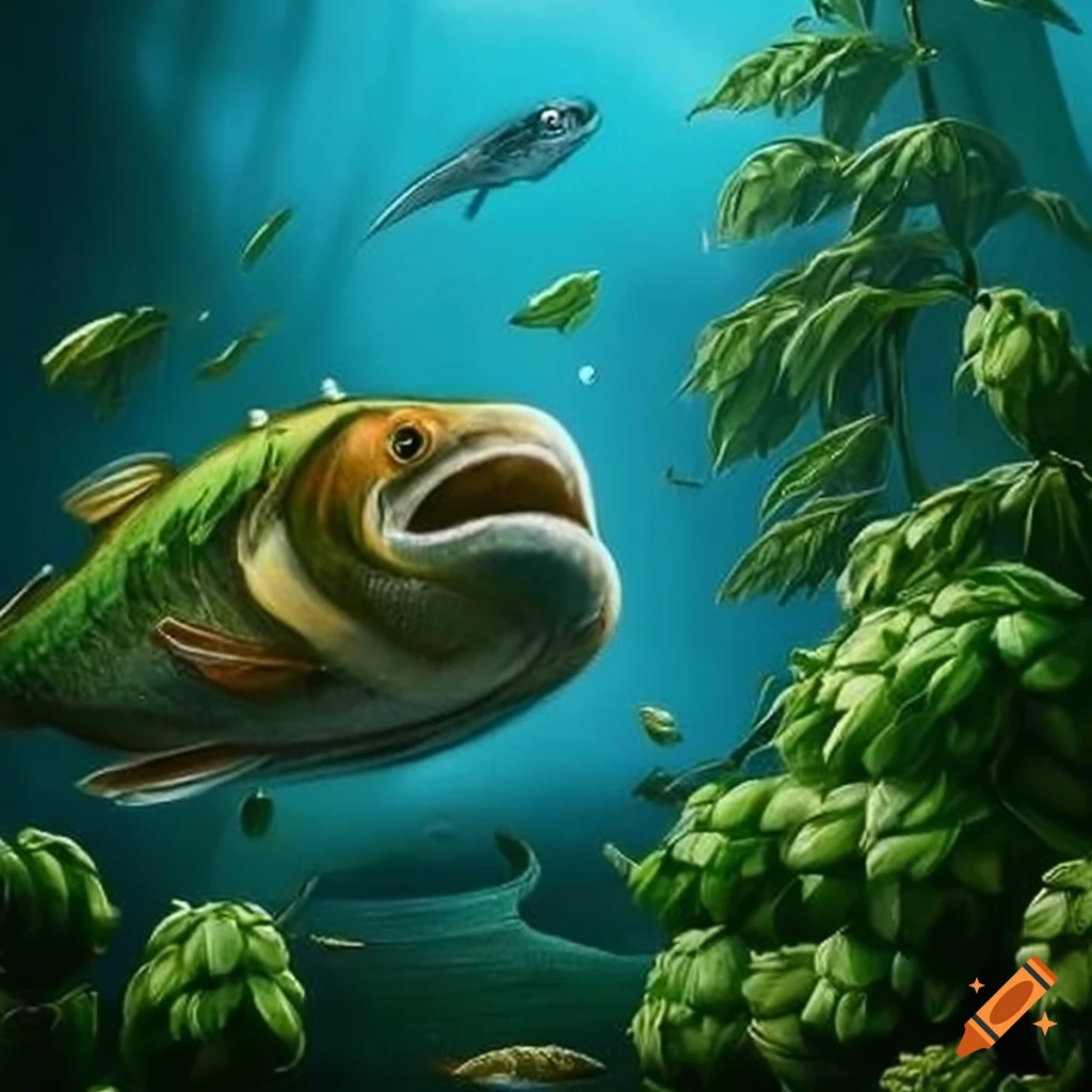 Leaping fish in a river on Craiyon