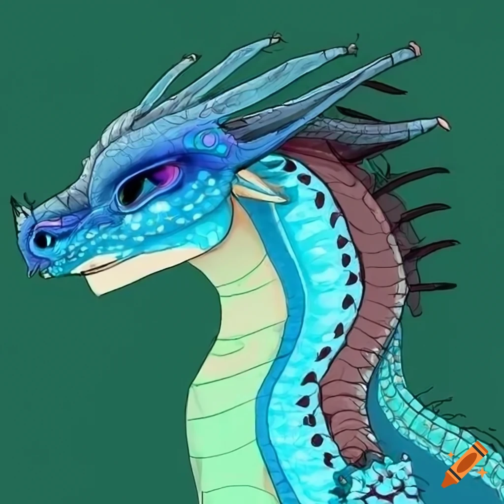 Illustration of a dragon with flower necklace from Wings of Fire on Craiyon