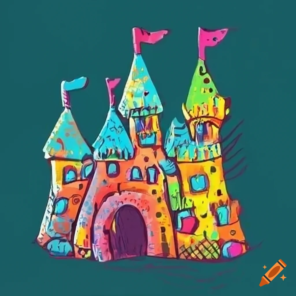 Hand-drawn castle by a child