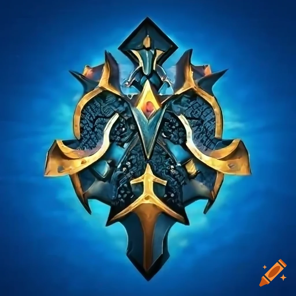 Symmetric depiction of a mythic manticore shield