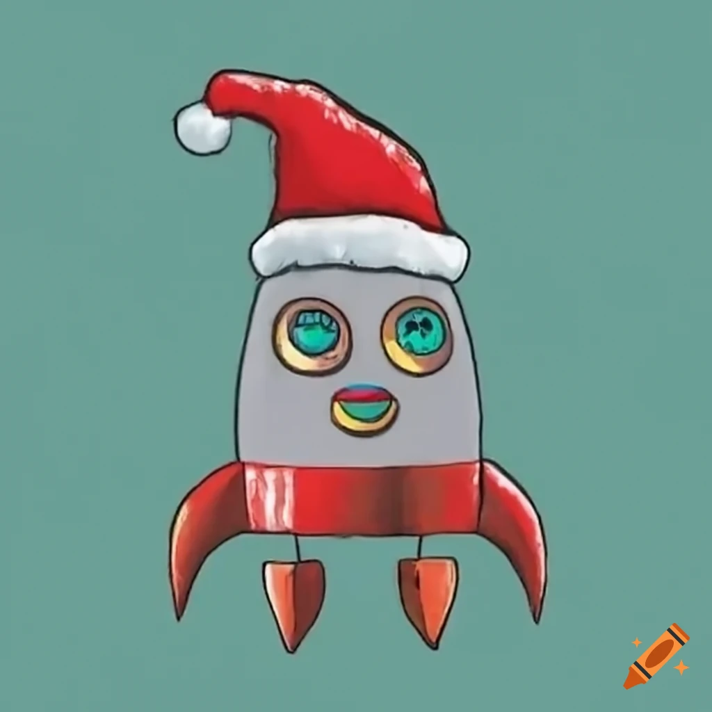 Festive rocket with a christmas hat