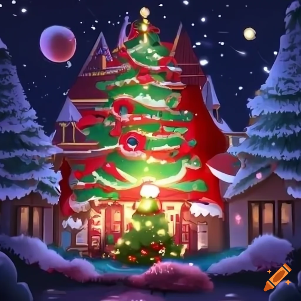 Festive anime christmas scene