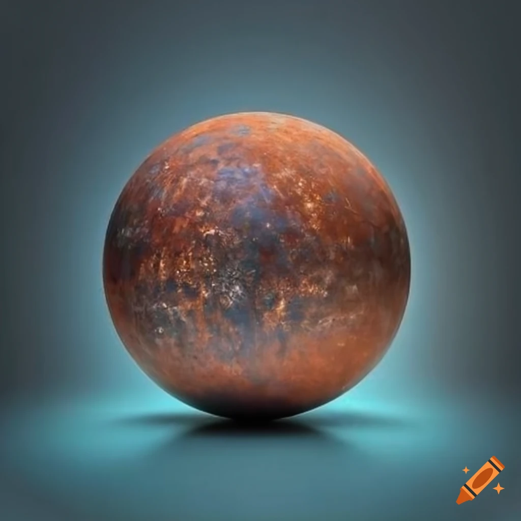 Rustic sculpture of a spherical ball with beautiful reflections