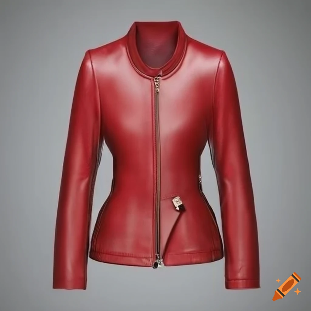 Red matte leather ladies jacket
