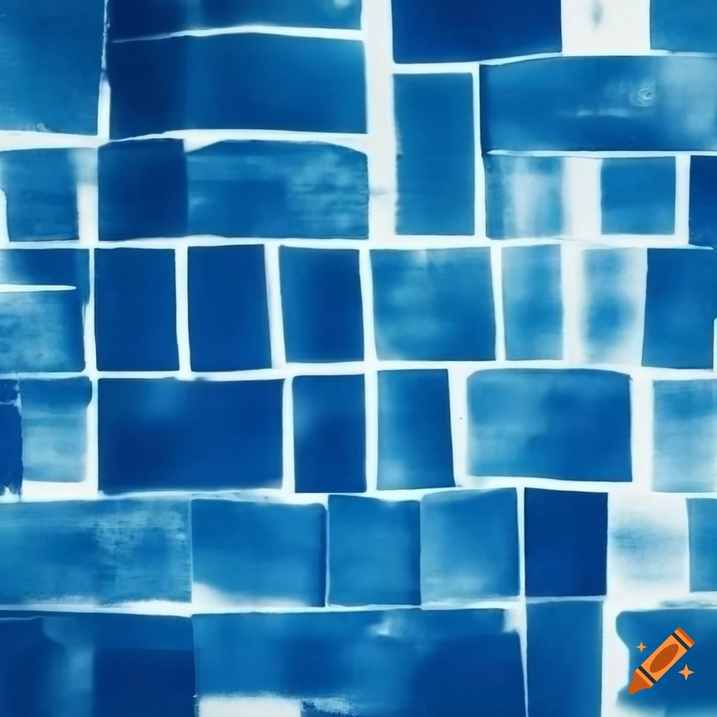Abstract cyanotype square pattern