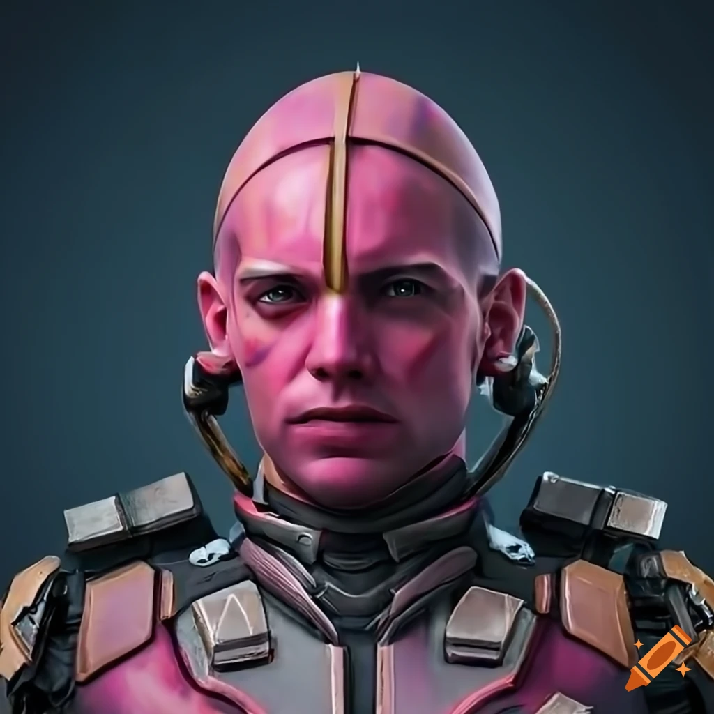 Sculpted portrait of a male soldier in futuristic military dress uniform on Craiyon