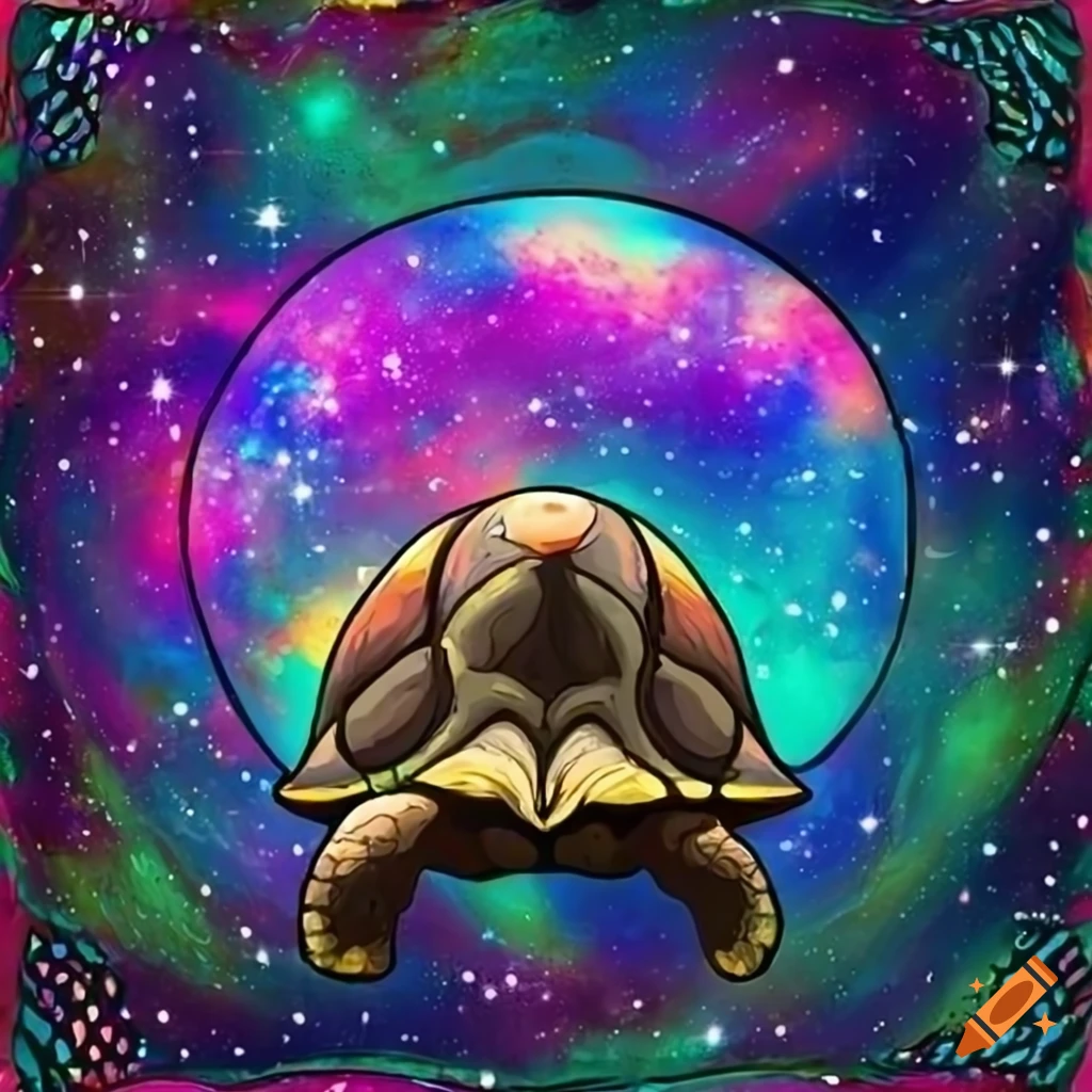 Giant turtle with a galaxy pattern on its shell