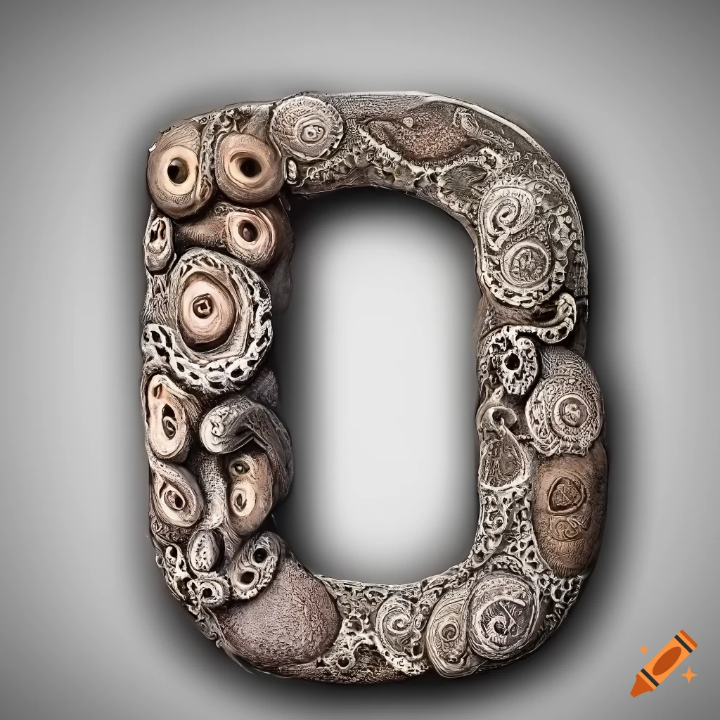 Ultra realistic stone letter "a" with octopus masks