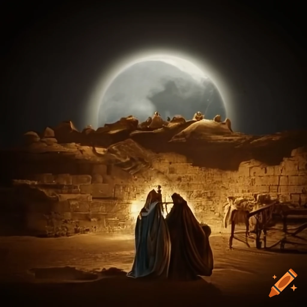 Nativity scene in bethlehem under moonlight on Craiyon