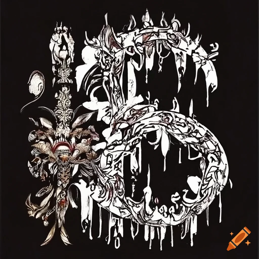 Intricate black and white abstract art on Craiyon