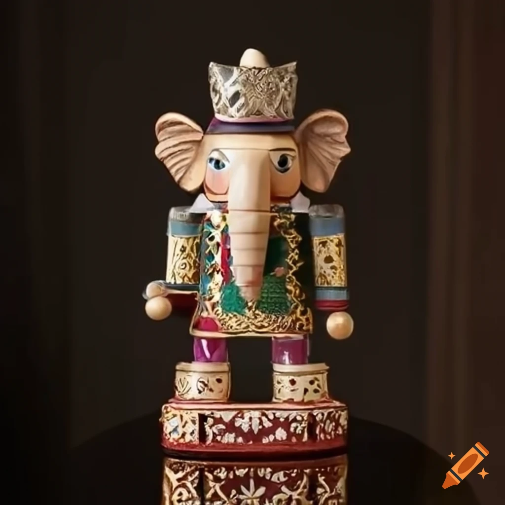 Intricately designed elephant nutcracker on Craiyon