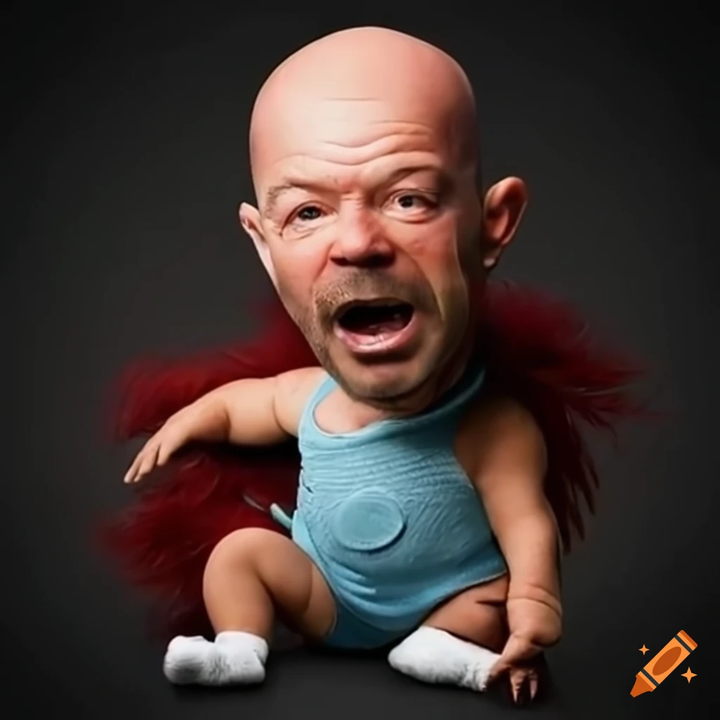 Alan shearer in a baby costume making funny faces