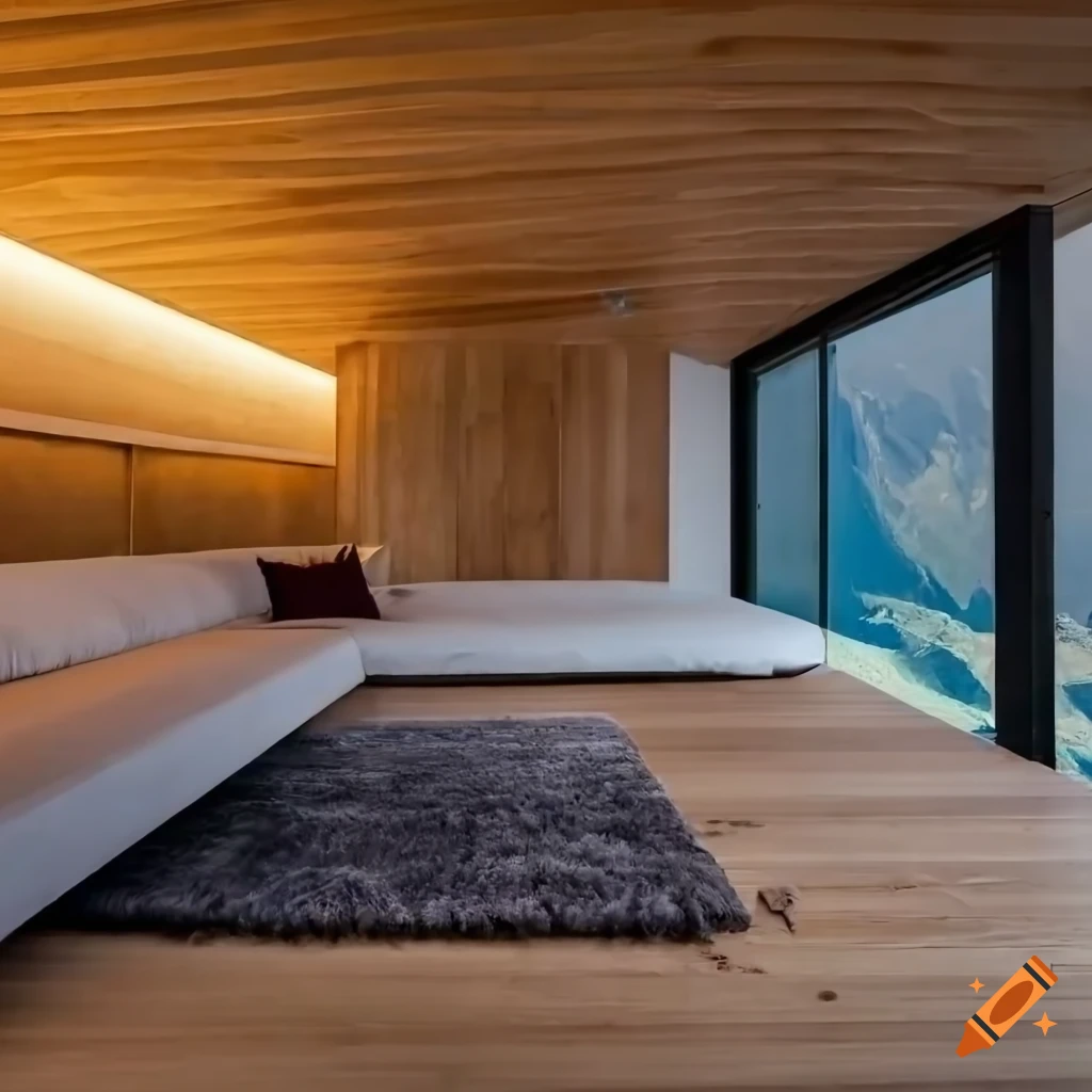 Modern and beautiful interior design with a view of french alps