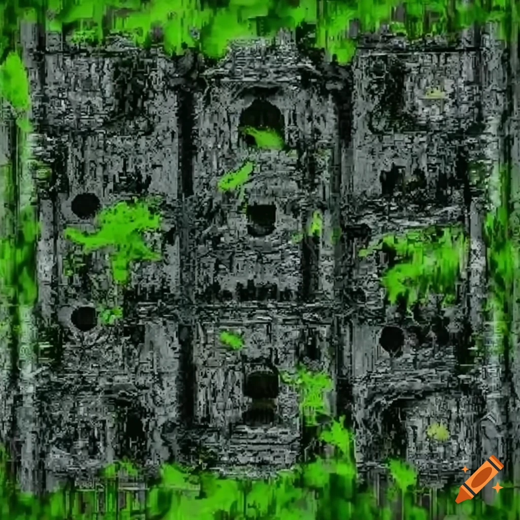 2D artwork of a dark and eerie alien environment on Craiyon