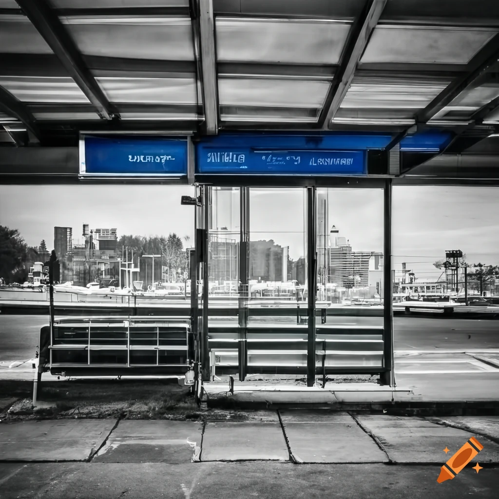 Dramatic view of an empty bus stop