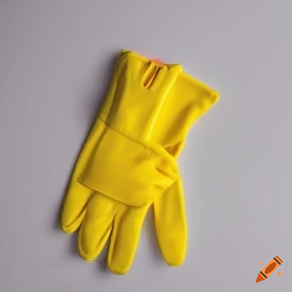 Yellow cartoon glove on white background