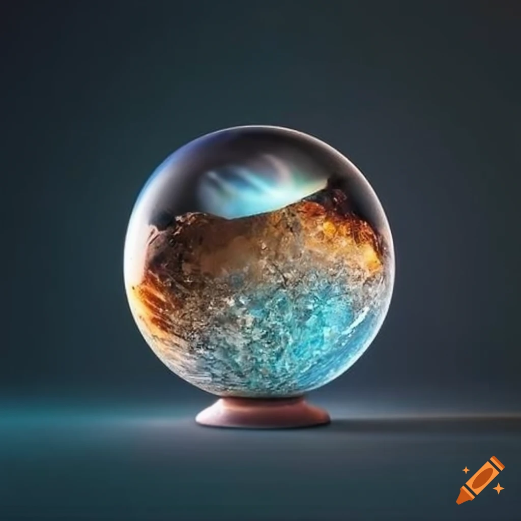 Beautiful spherical crystal and ore ball on Craiyon