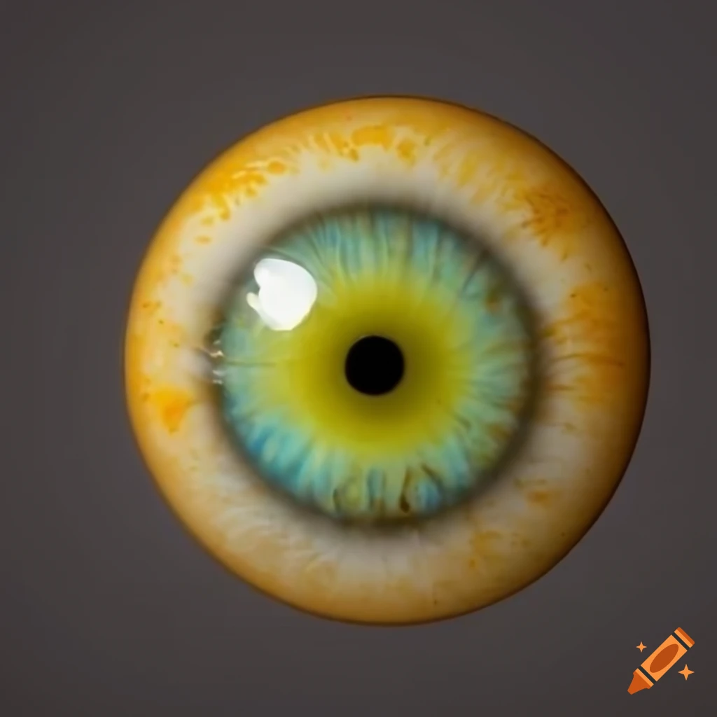 Yellow eyeball on white background