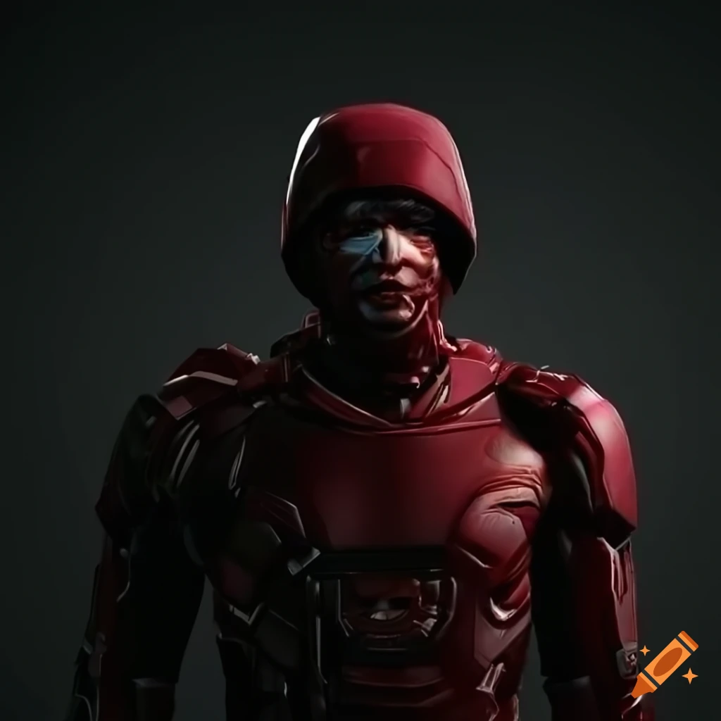 Ultra hd sculpture of a male soldier in futuristic military uniform on Craiyon