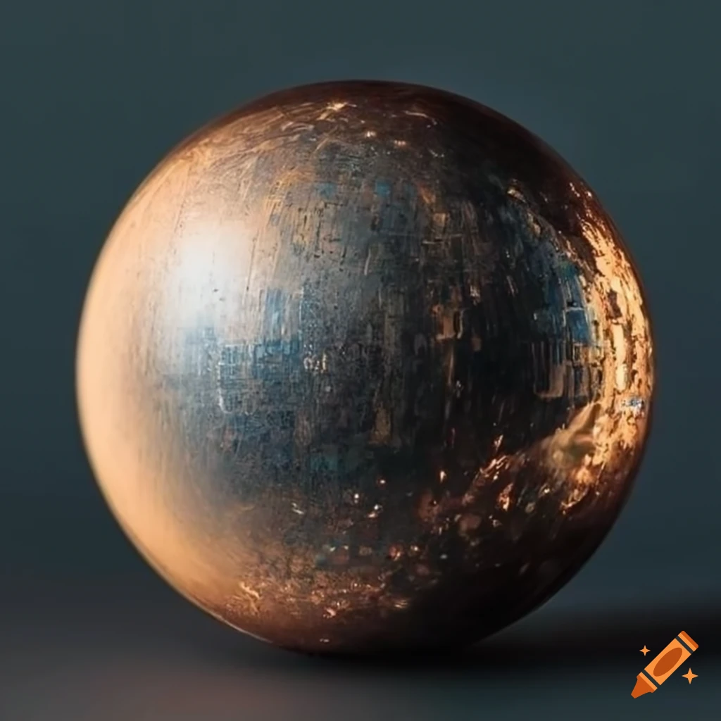 Spherical metal ball with reflections