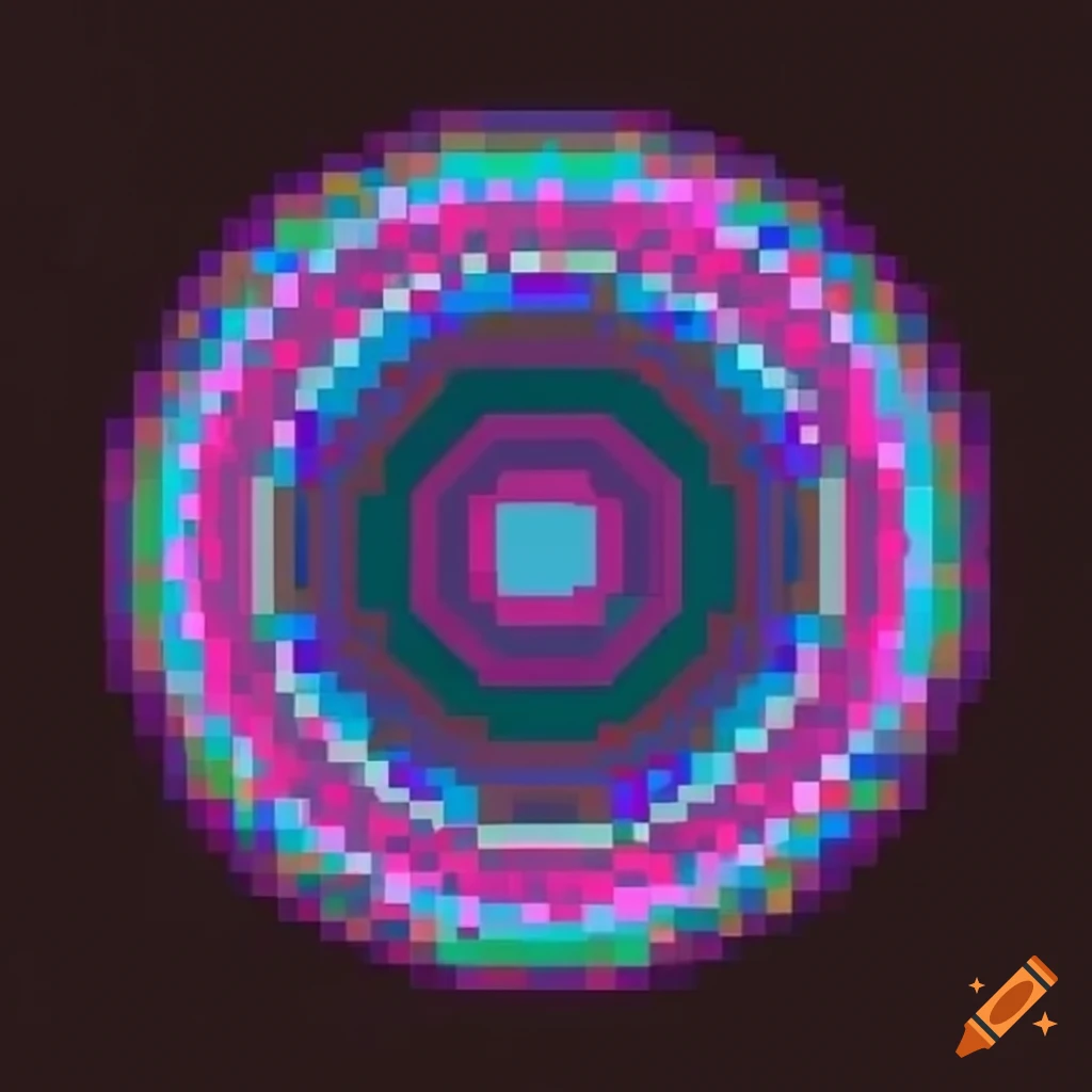 Abstract pixel art of a pixelated circle