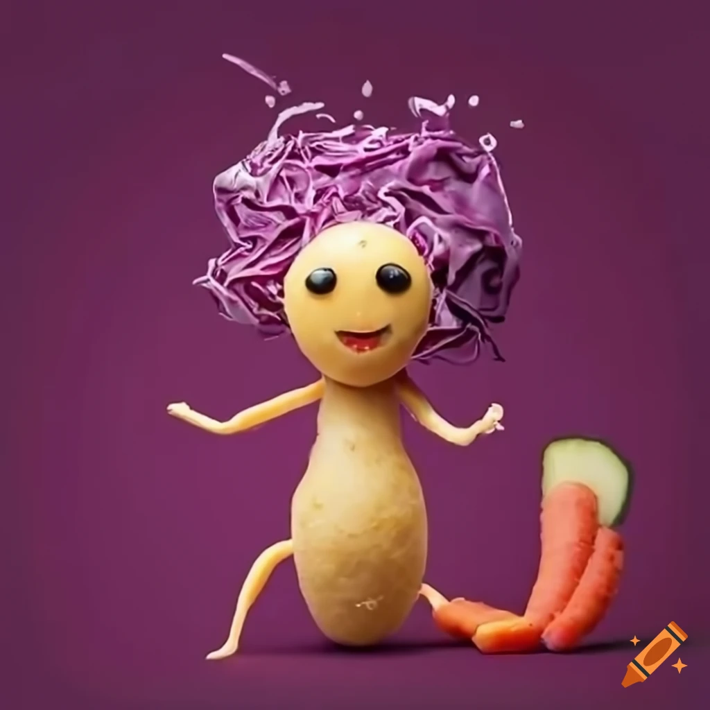 Creative art of a person with a potato head and vegetable body on Craiyon