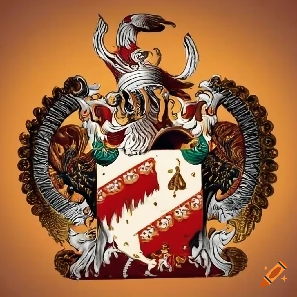 Family crest with cornucopia of food on Craiyon