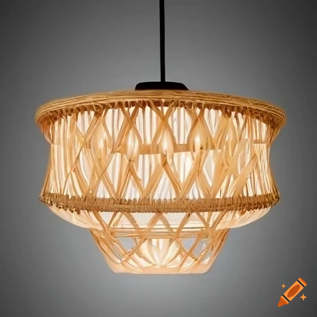 Rattan chandelier with a warm and simple design on Craiyon