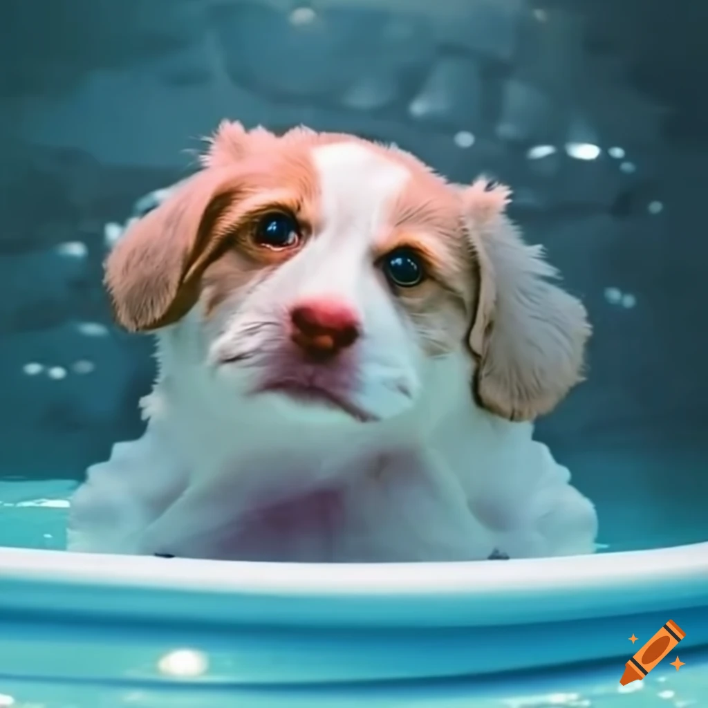 Relaxing puppies in a jacuzzi on Craiyon